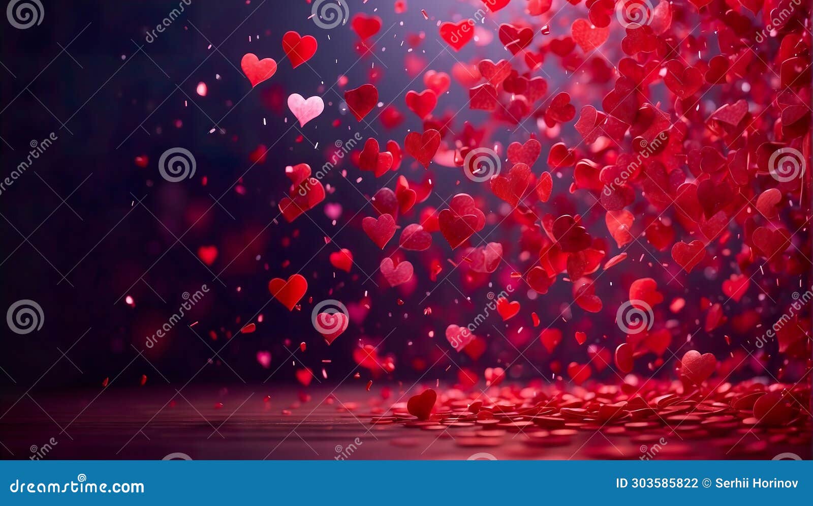 Red Valentines Day Hearts Raining Down Ai Generated Stock Photo - Image ...