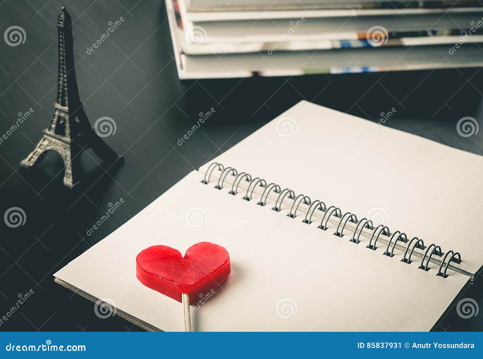 Red Valetines Heart Diary Book in Paris Stock Image - Image of diary ...