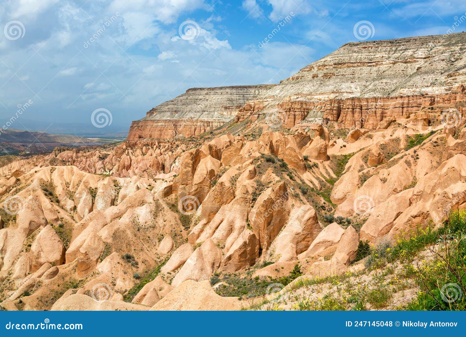 Red Valley with Volcanic Mountains and Formations in Cappadocia, Turkey ...