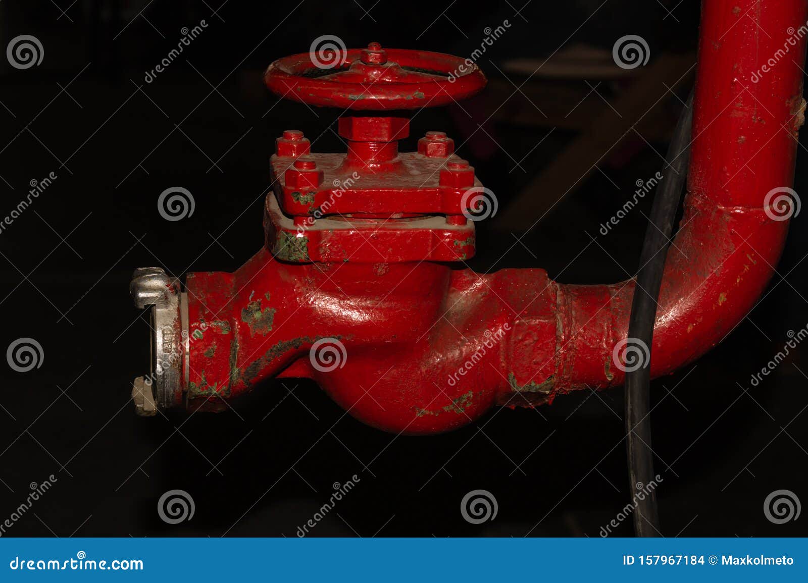 Red Valve Installed at Fire Hydrant Pipe Stock Photo - Image of ...