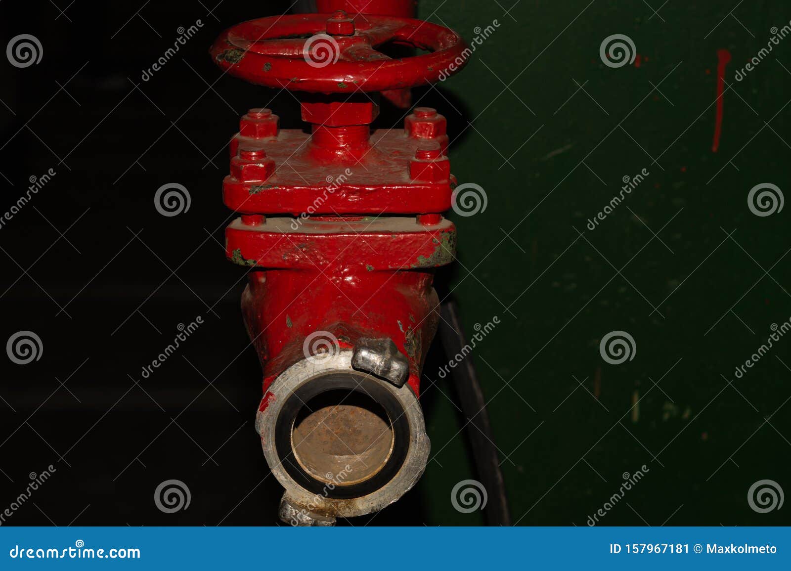 Red Valve Installed at Fire Hydrant Pipe Stock Image - Image of ...