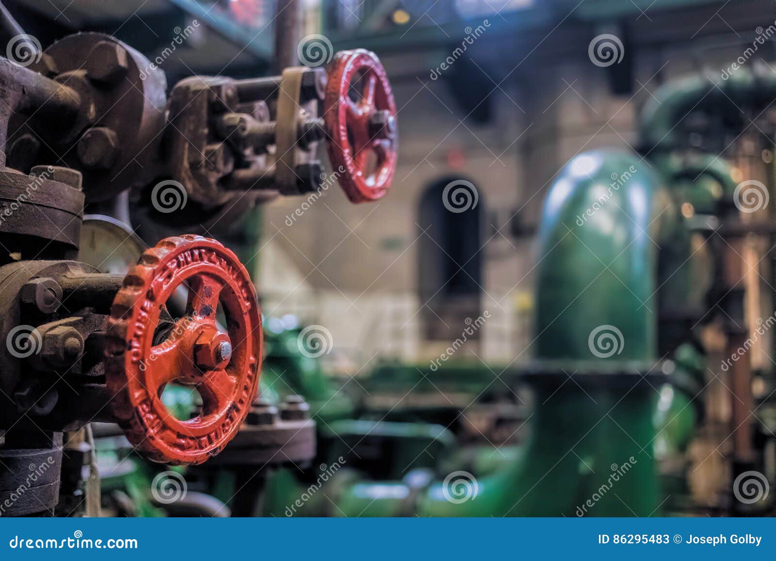 Red Valve Wheel and Industrial Pipes Stock Image - Image of valve ...