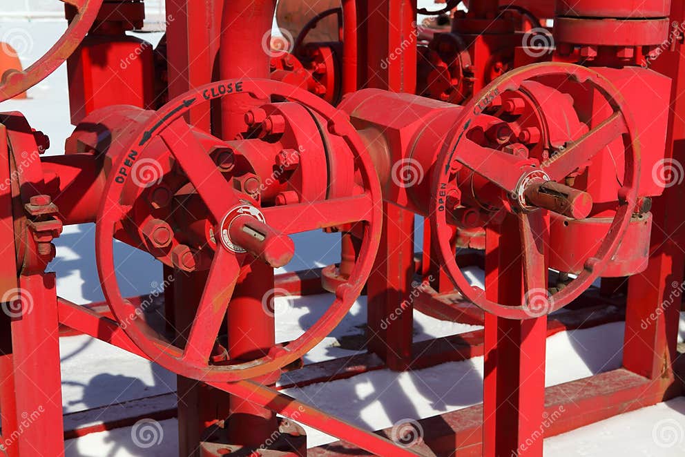 Red valves stock image. Image of elevated, hydraulic - 24904893