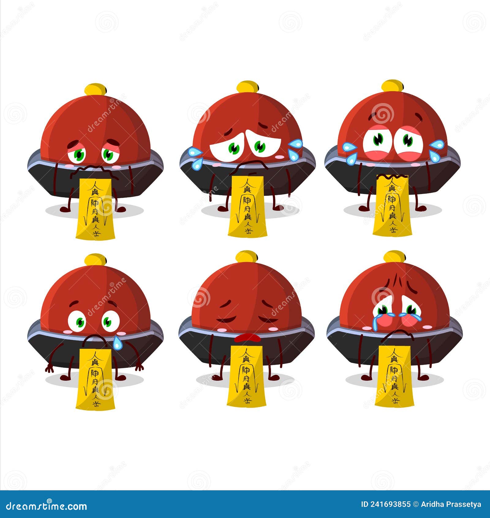 Red Vampire Hat Cartoon Character with Sad Expression Stock ...