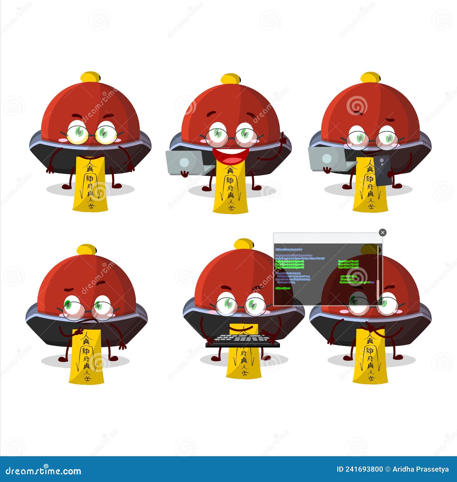 Red Vampire Hat Programmer Cute Cartoon Character with Stock Vector ...