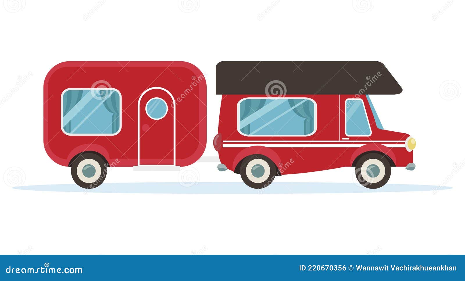 Red Van Car for Travel Motorhome Camp Stock Vector - Illustration of ...