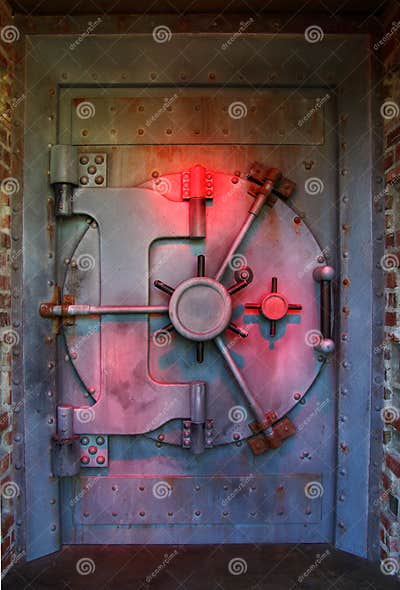 Red vault door stock image. Image of lock, door, money - 4255313