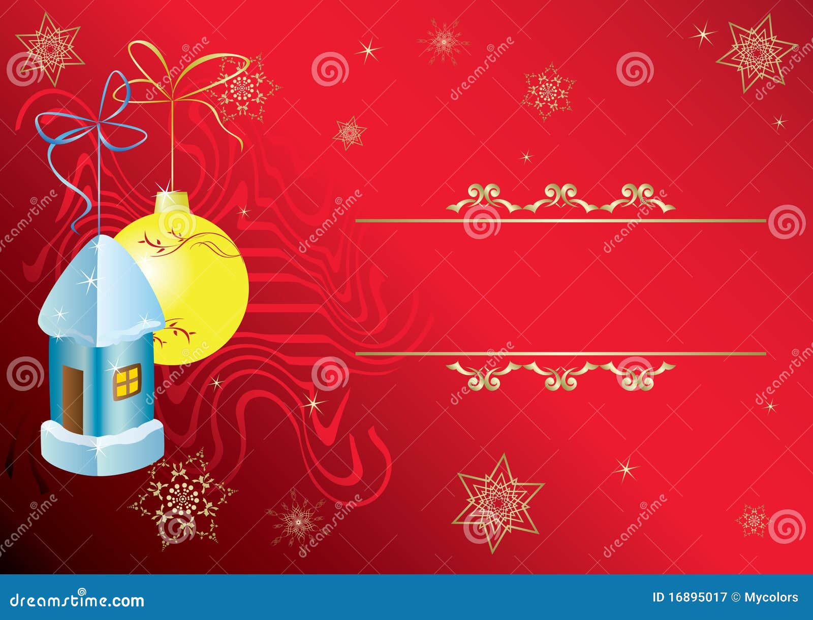 Red Vector Card with Christmas Decorations Stock Vector - Illustration ...