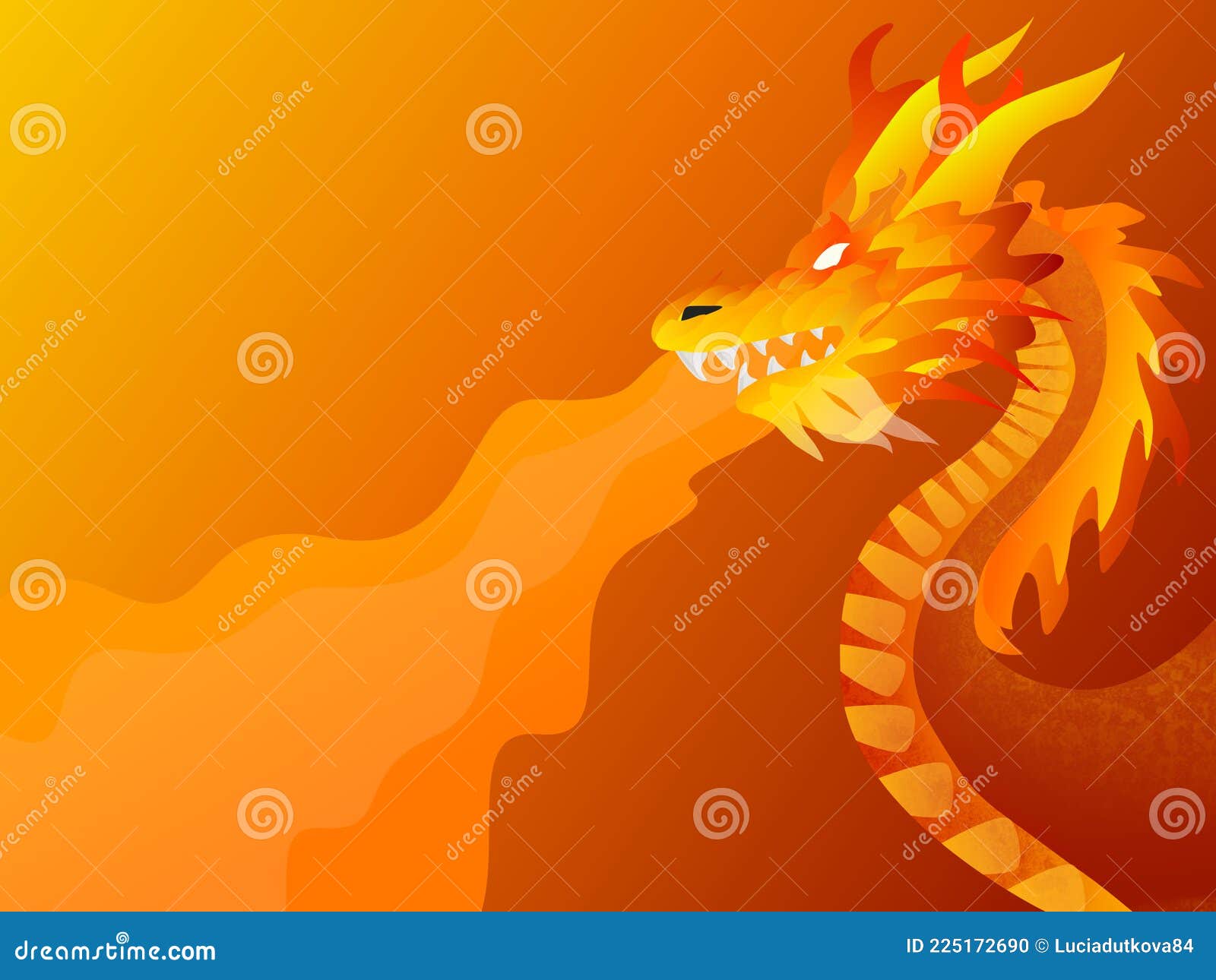 Red Vector Illustrated Dragon Spitting Fire Stock Illustrations – 1 Red ...