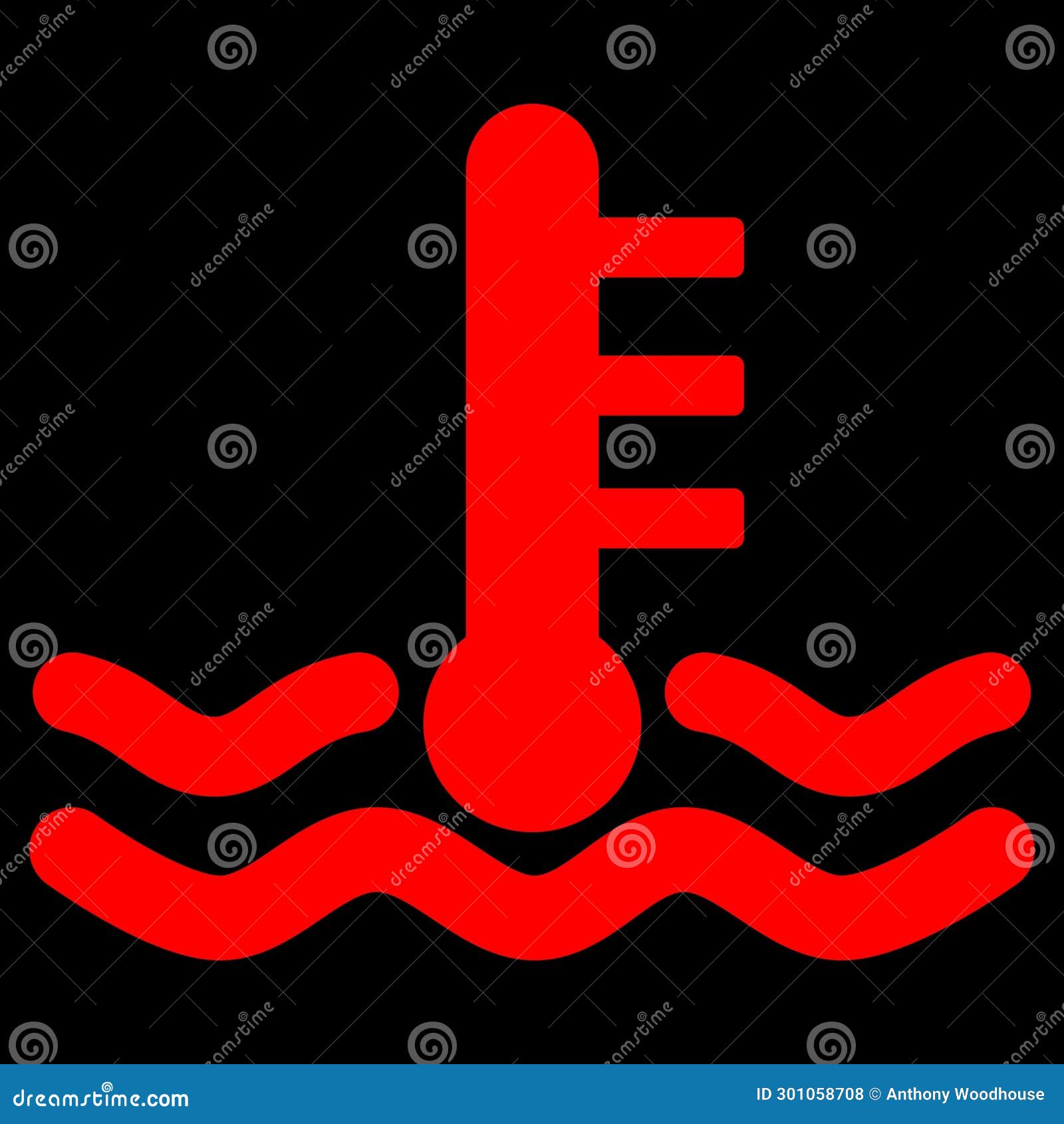 Red Vector Graphic on a Black Background of a Dashboard Warning Light ...