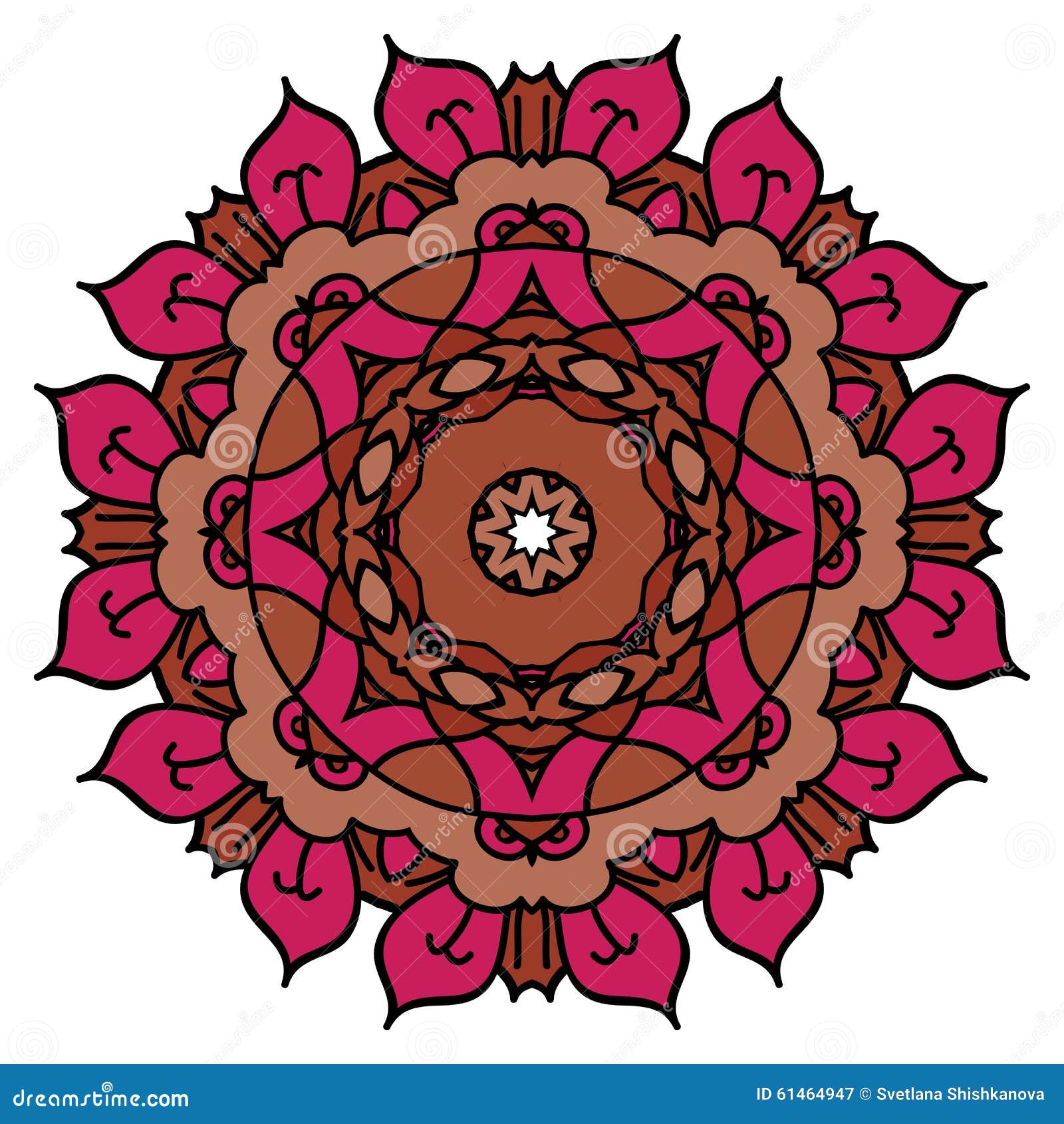 Red Vector Mandala. Isolated Round Element Stock Vector - Illustration ...