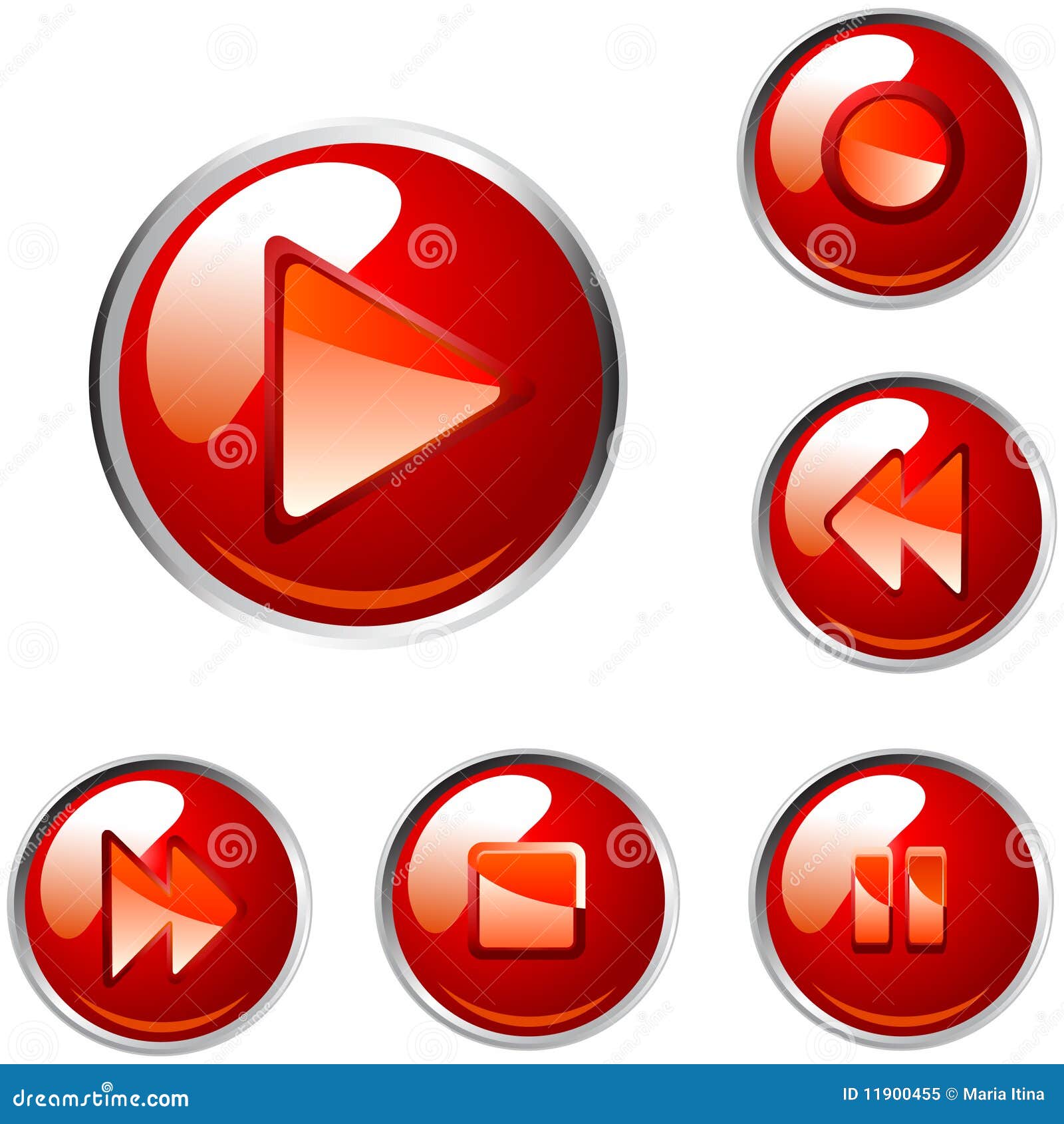 Red vector player buttons stock vector. Illustration of design - 11900455