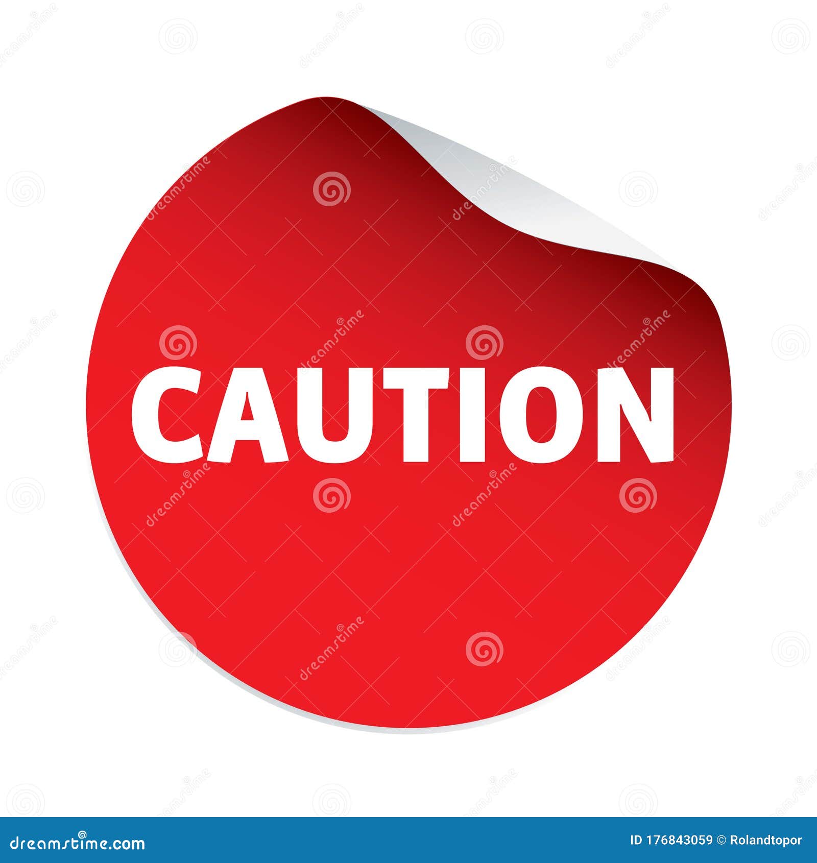 Red Vector Sticker and Text CAUTION. Vector Illustration Stock ...