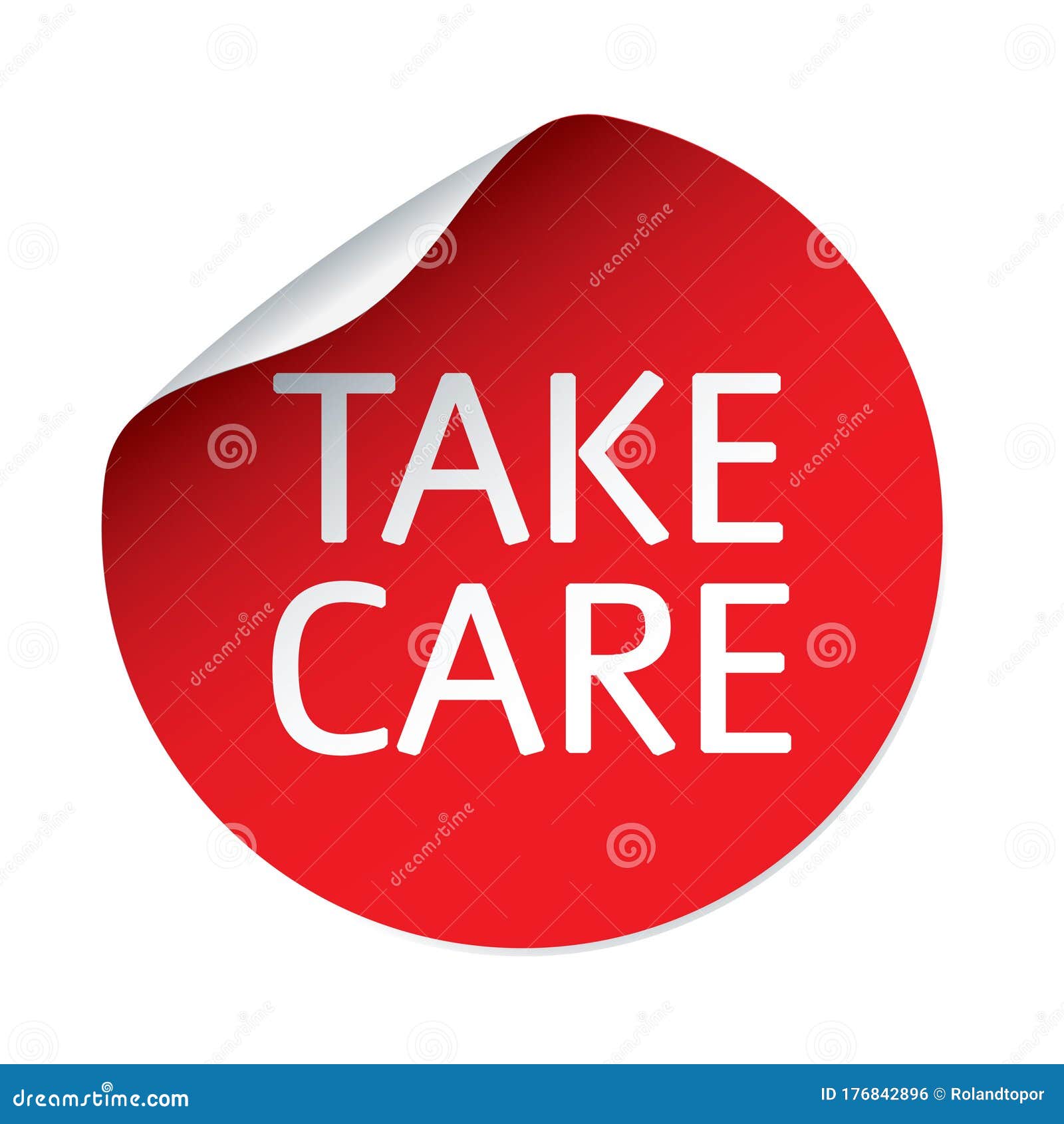 Red Vector Sticker and Text TAKE CARE. Vector Illustration Stock Vector ...