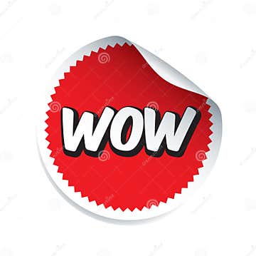 Red Vector Sticker and Text WOW Stock Illustration - Illustration of ...