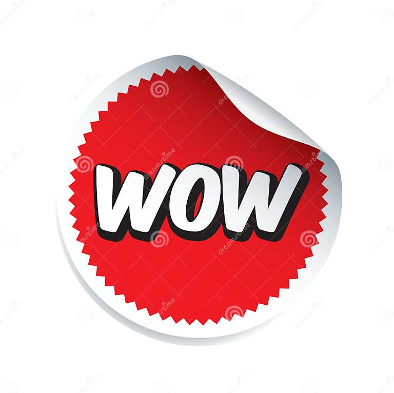Red Vector Sticker and Text WOW Stock Illustration - Illustration of ...