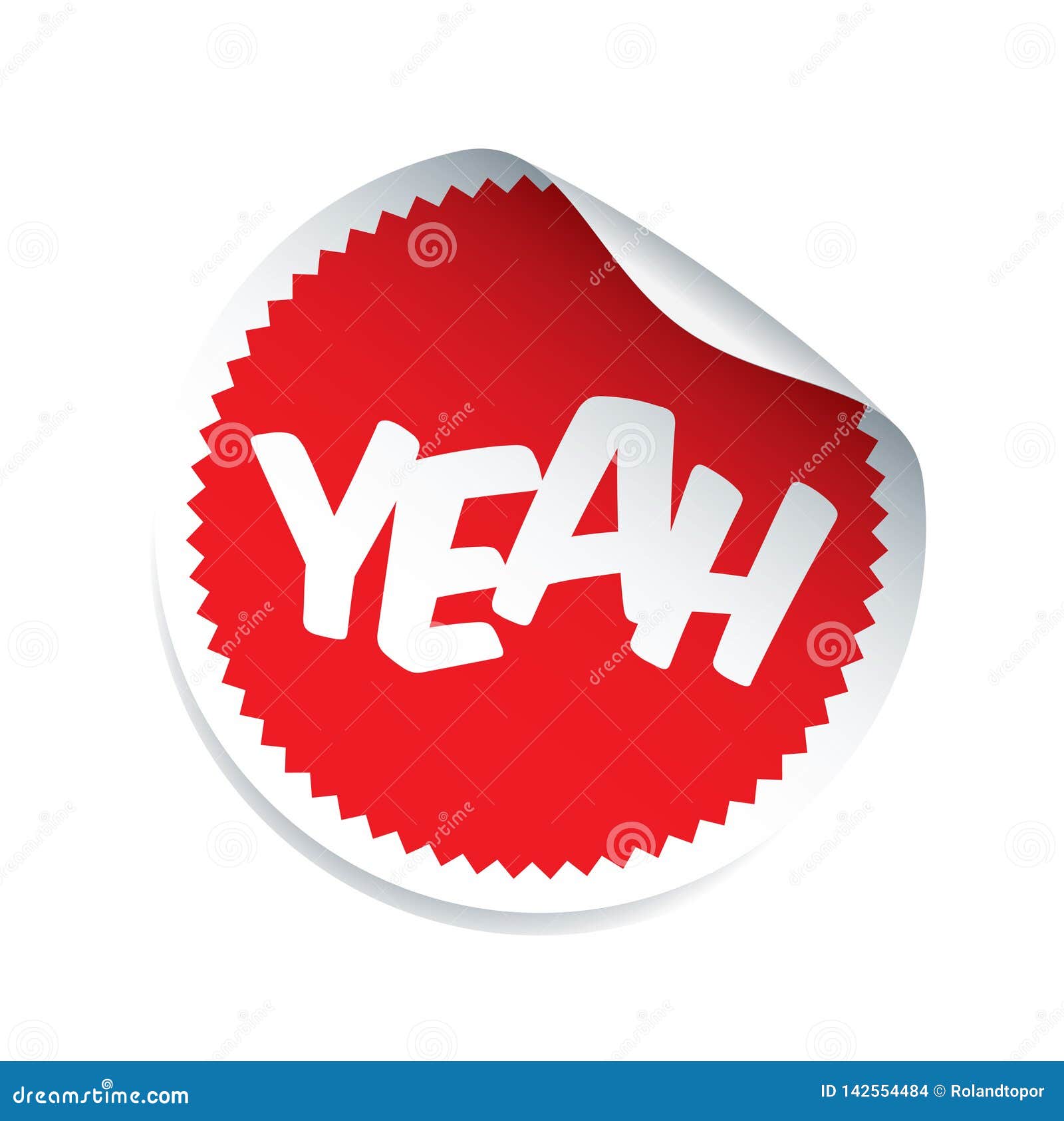 Red Vector Sticker and Text YEAH Stock Illustration - Illustration of ...