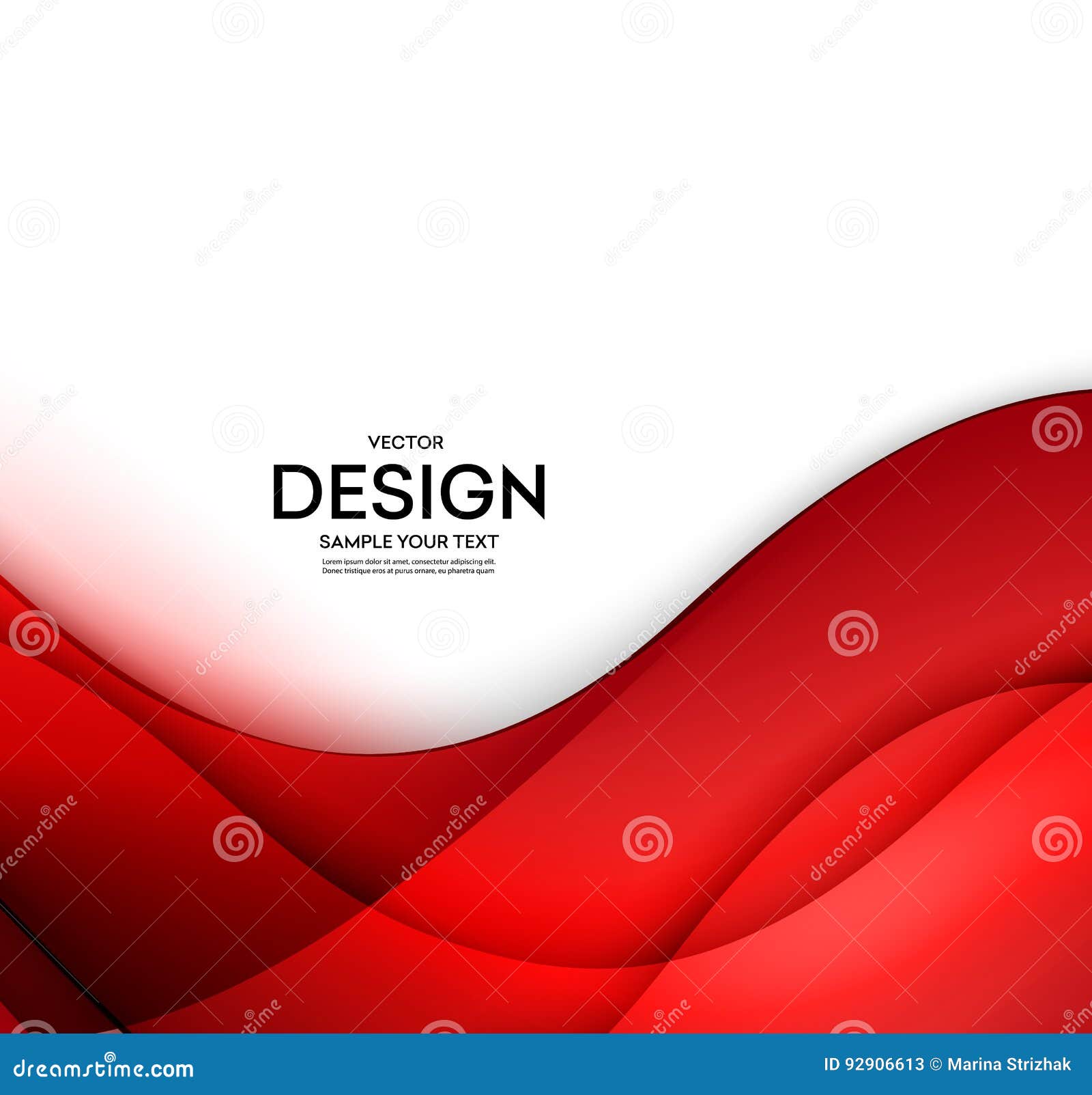 Red Vector Template Abstract Background with Curves Lines. for Flyer ...