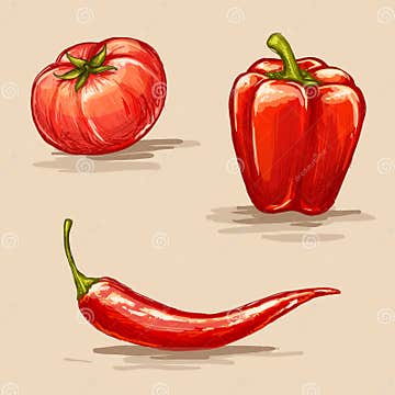 Red vegetables stock vector. Illustration of tomato, vegetarian - 18907097
