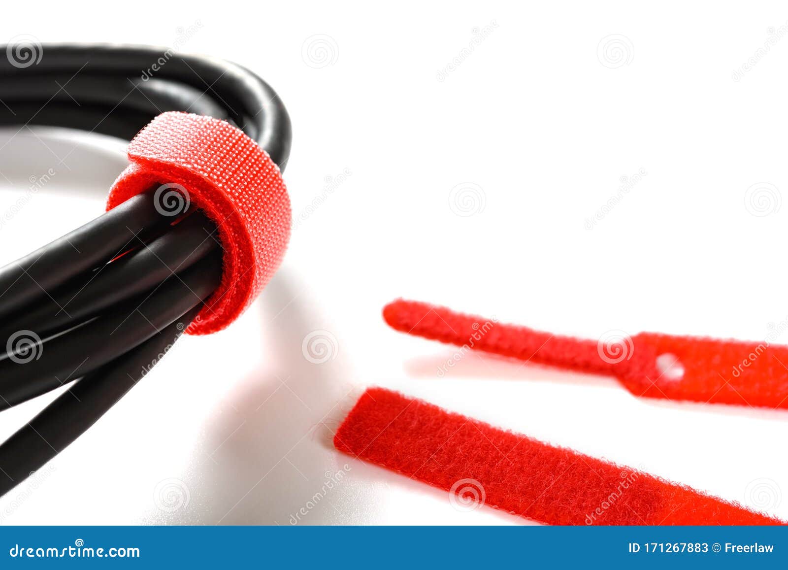 Red velcro cable tie stock image. Image of tough, selflock - 171267883