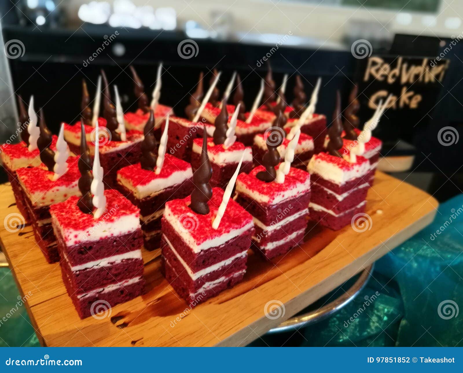 Red velvet cake stock photo. Image of fresh, white, wooden - 97851852