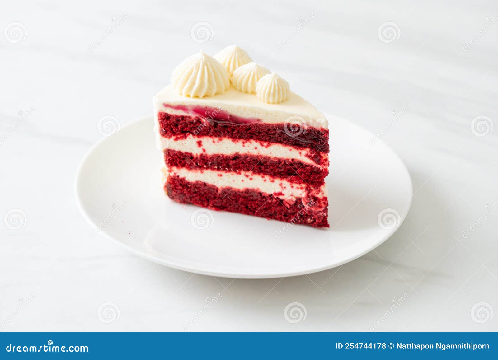 Red velvet cake on plate stock photo. Image of holiday - 254744178