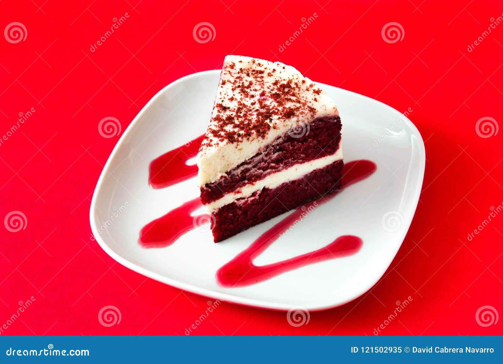 Red Velvet cake slice stock image. Image of copyspace - 121502935