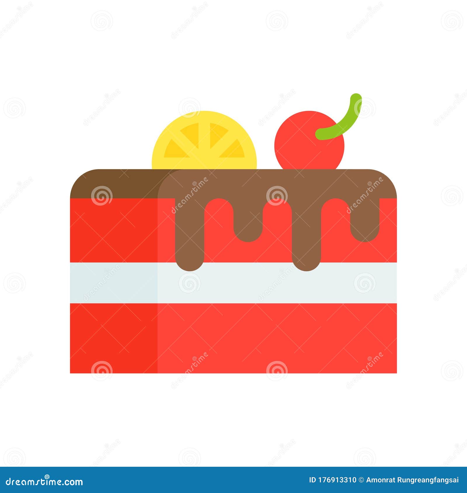 Red Velvet Cake Vector Illustration, Flat Style Icon Stock Vector ...