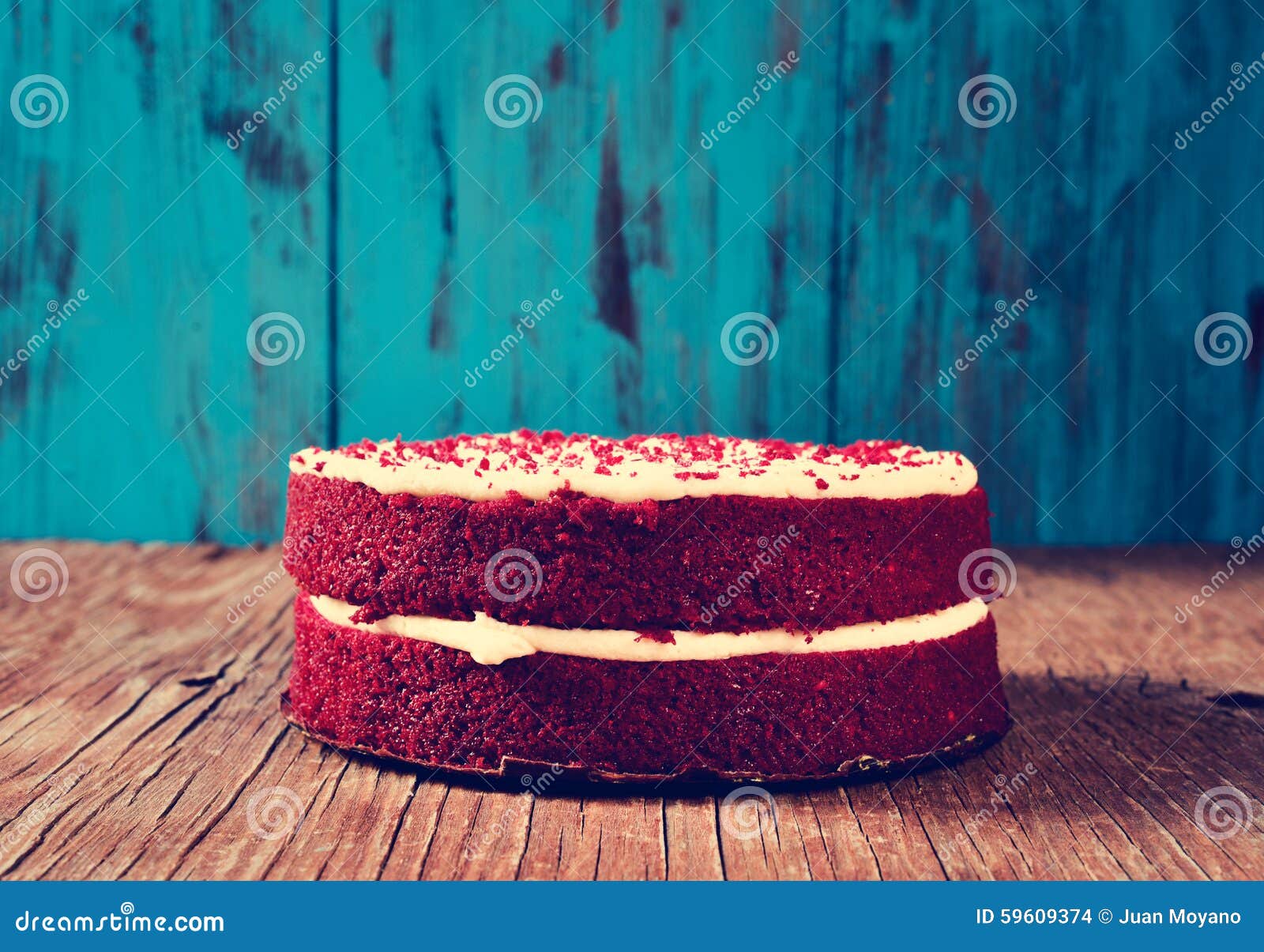 Red Velvet Cake on a Wooden Table, Filtered Stock Photo - Image of ...