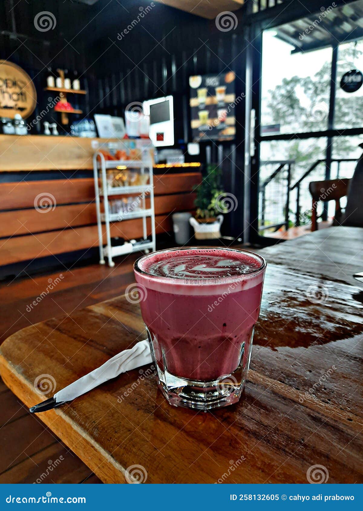 Red Velvet Drink. Served on the Table in a Coffee Shop Stock Image ...