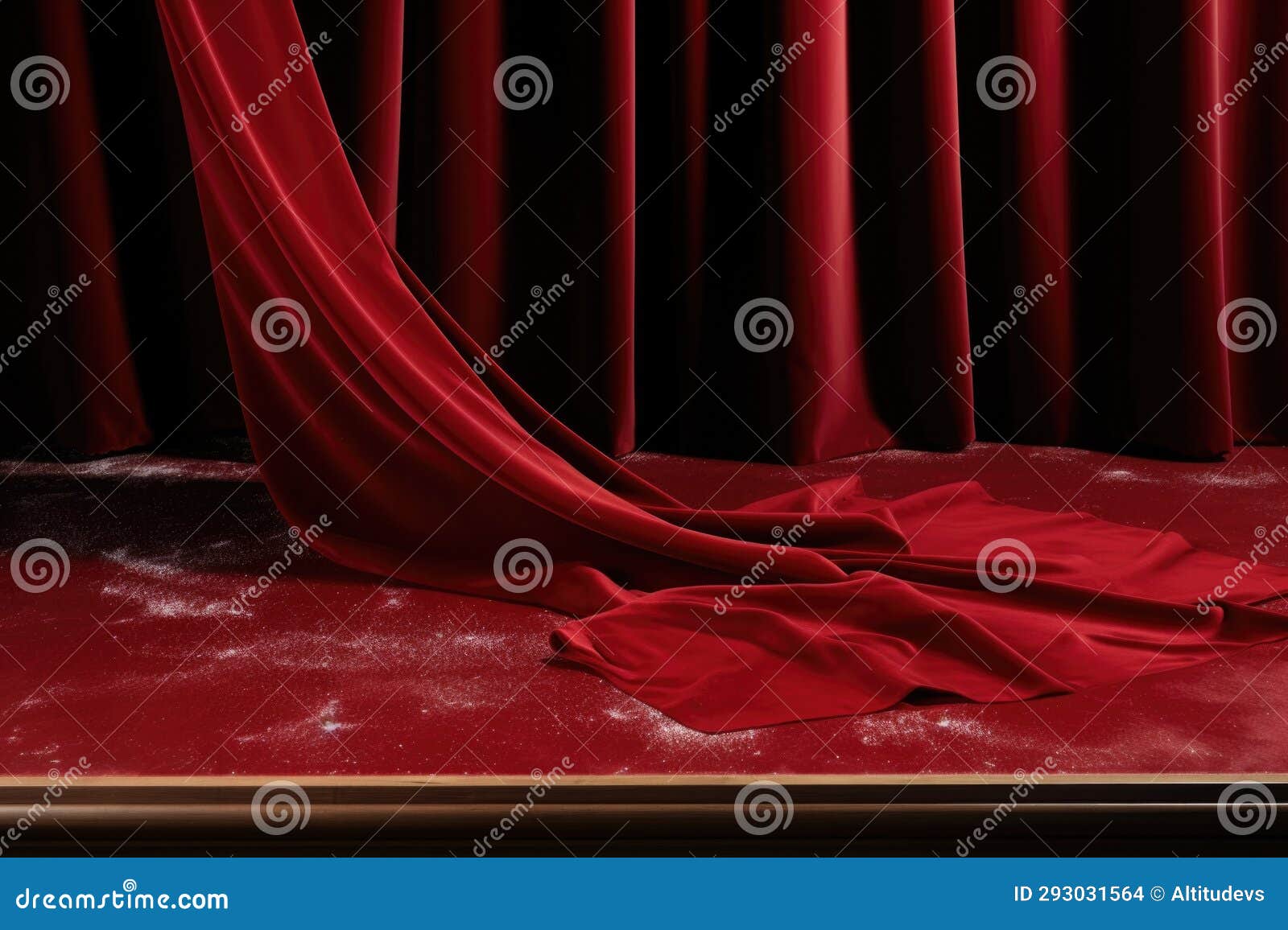 Red Velvet Fabric Falling from an Elevated Position Stock Illustration ...