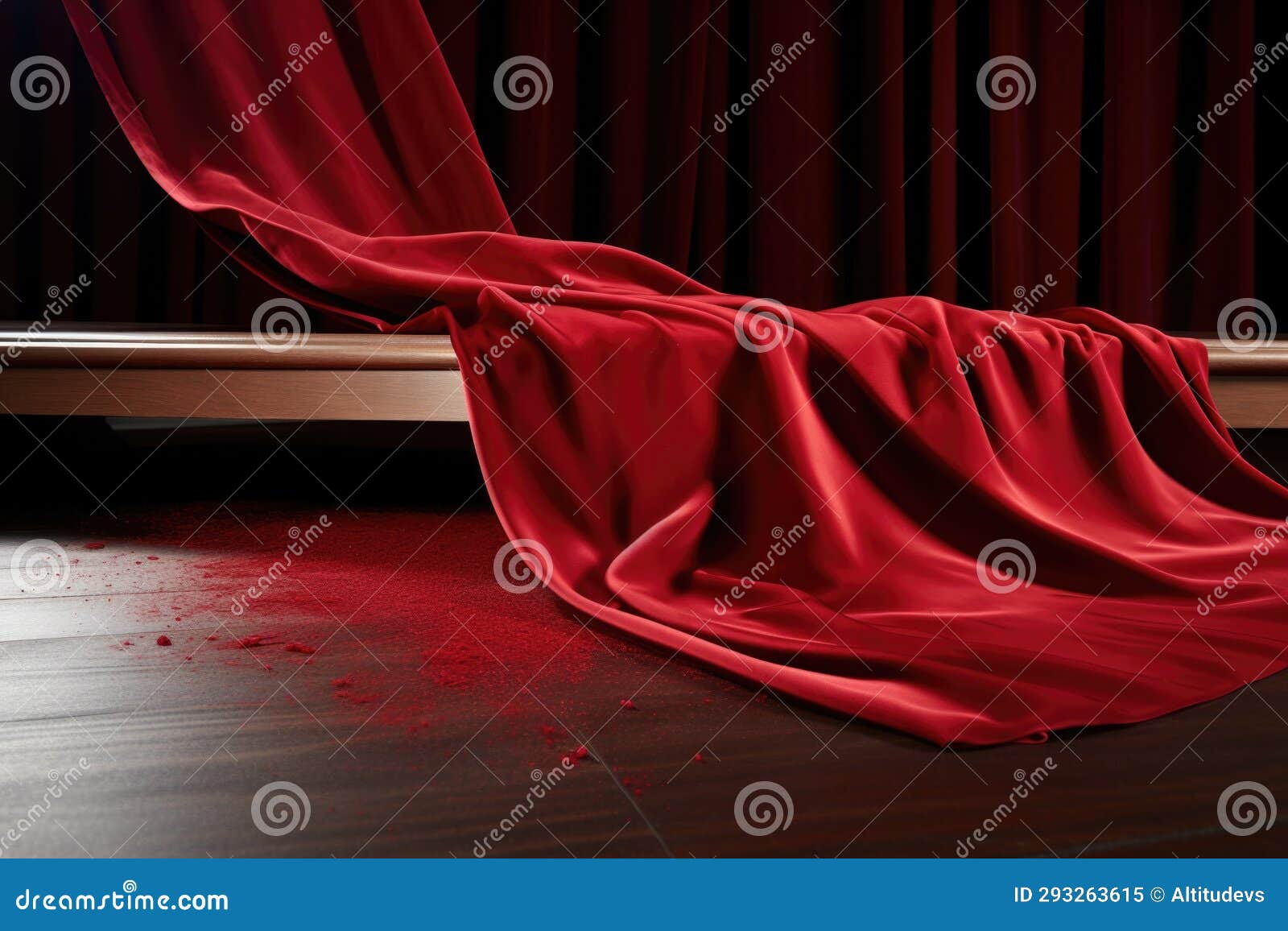 Red Velvet Fabric Falling from an Elevated Position Stock Image - Image ...