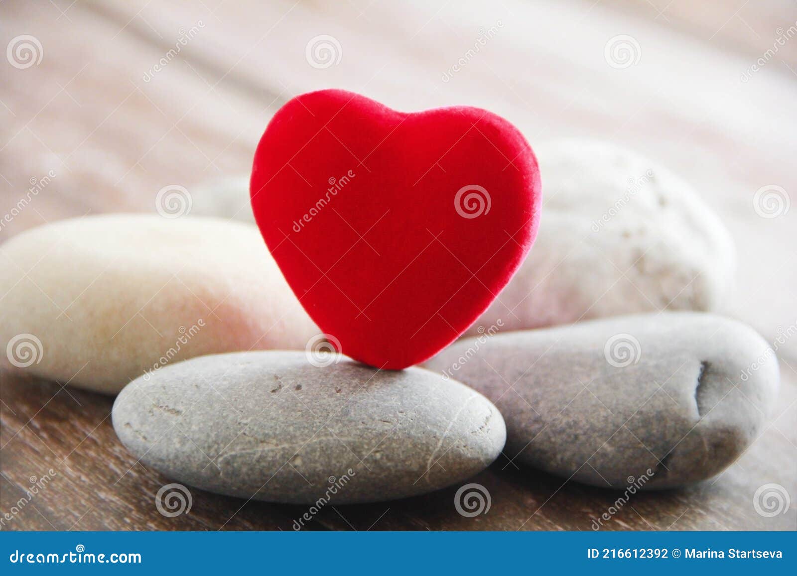 Red Velvet Heart on Gray Stones Stock Photo - Image of bright ...