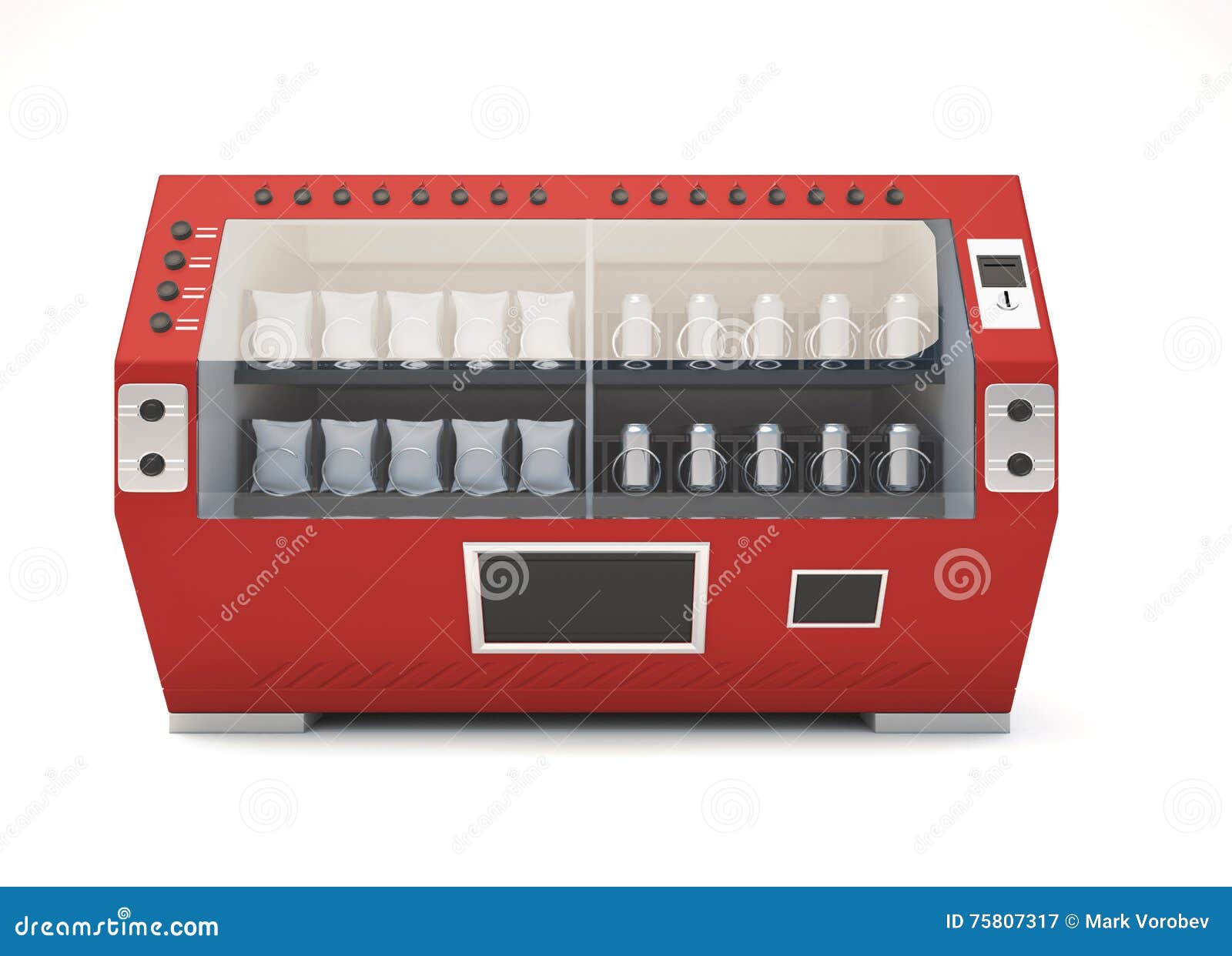 Red Vending Machine Front View Isolated On White Background. Royalty ...