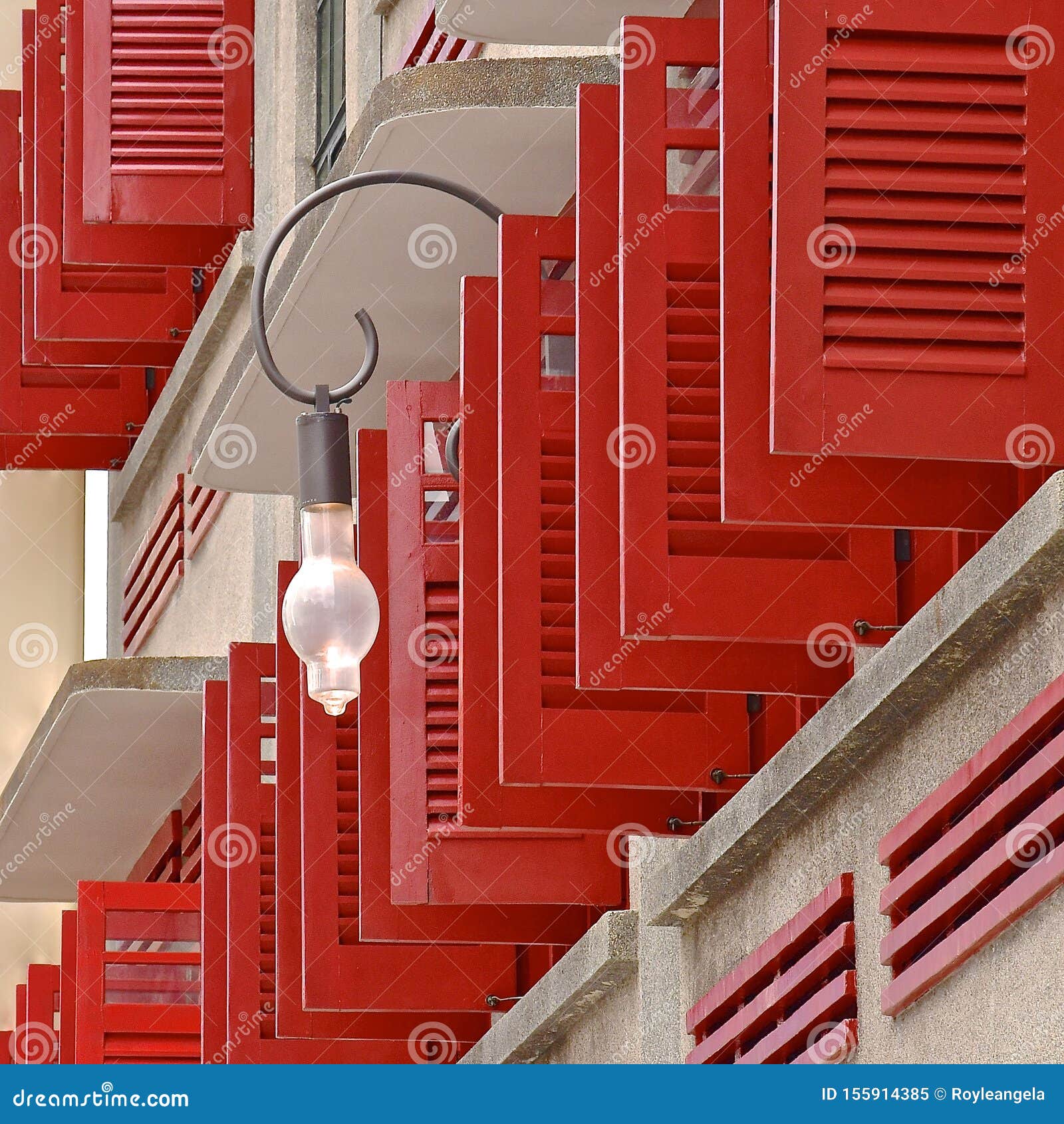 Red venetian shutters stock image. Image of color, house - 155914385