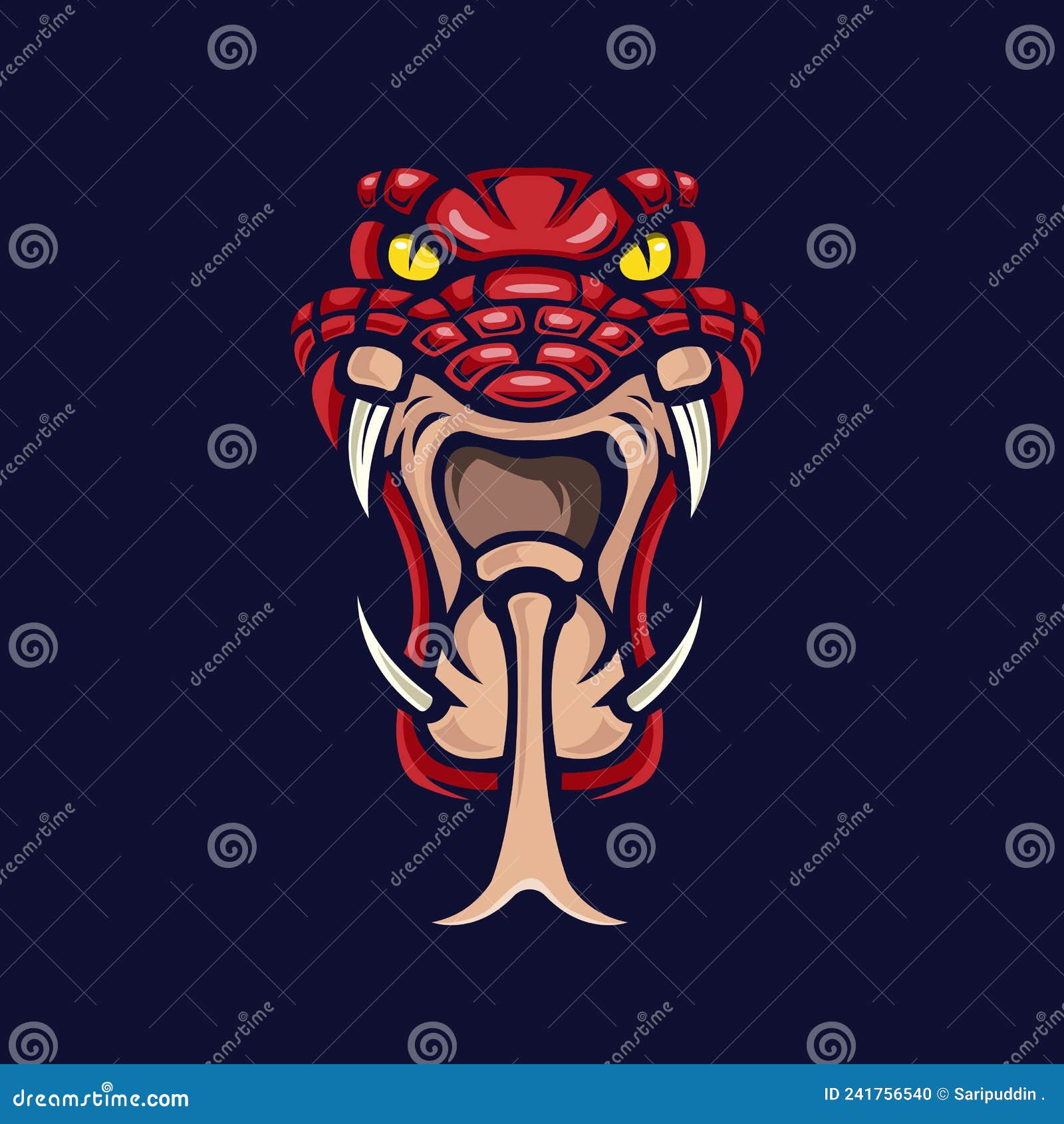 Red venomous snake stock vector. Illustration of design - 241756540