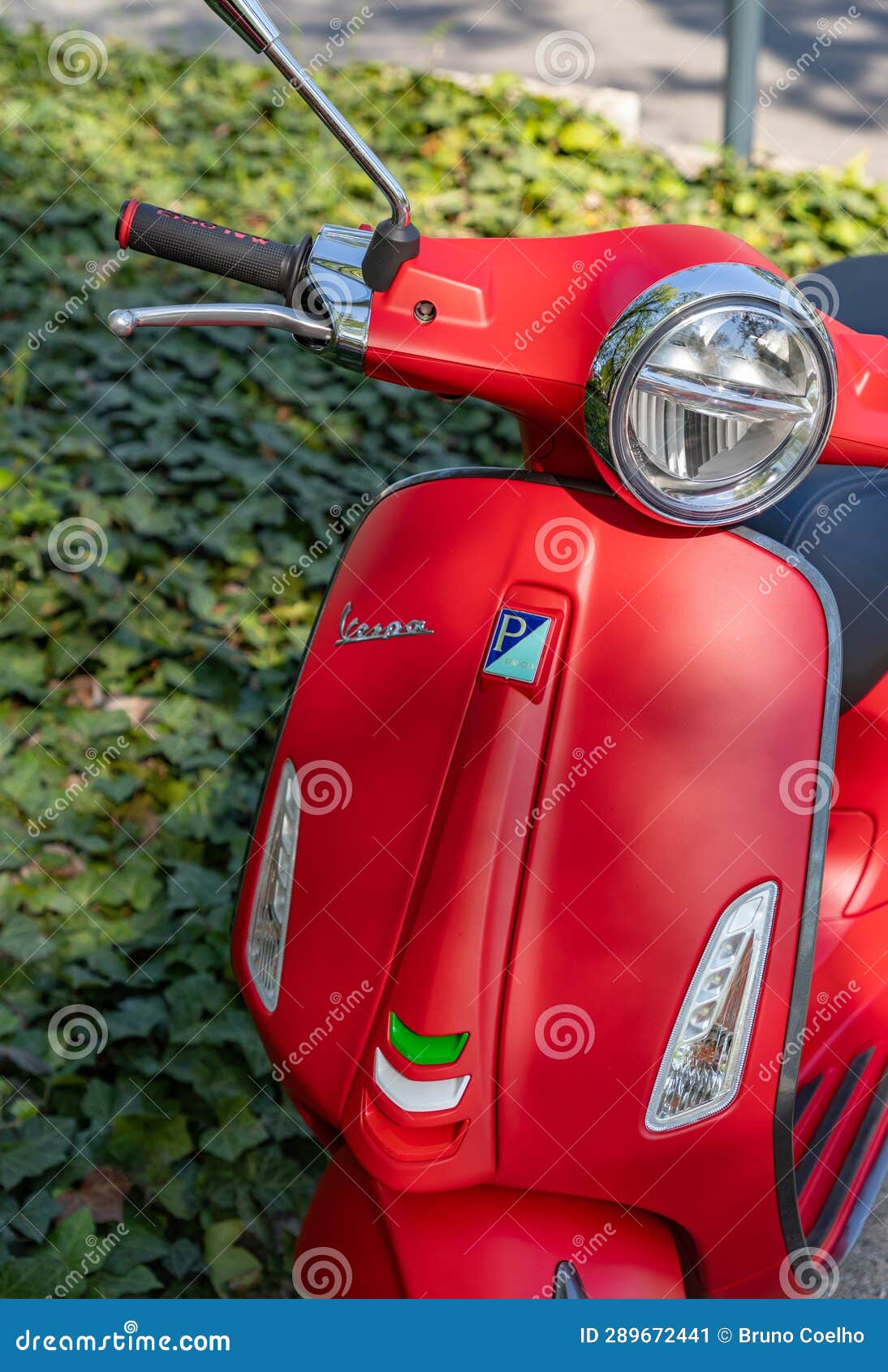 Red Vespa Scooter stock image. Image of piaggio, moped - 289672441