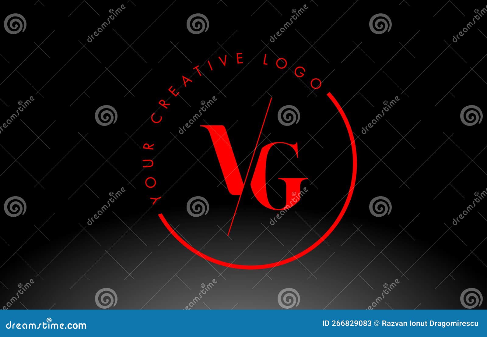 Red VG Serif Letter Logo Design with Creative Intersected Cut Stock ...