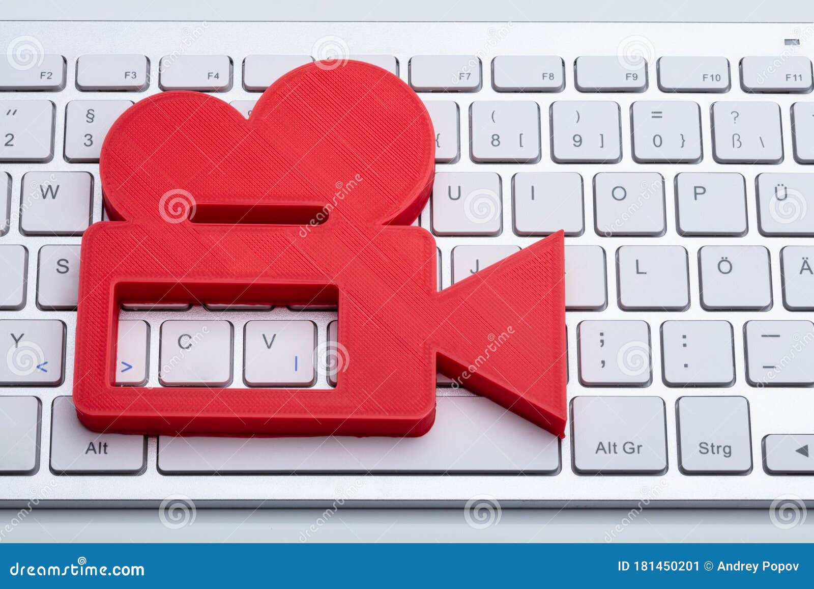 Red Video Camera Icon Over Keyboard Stock Image - Image of equipment ...