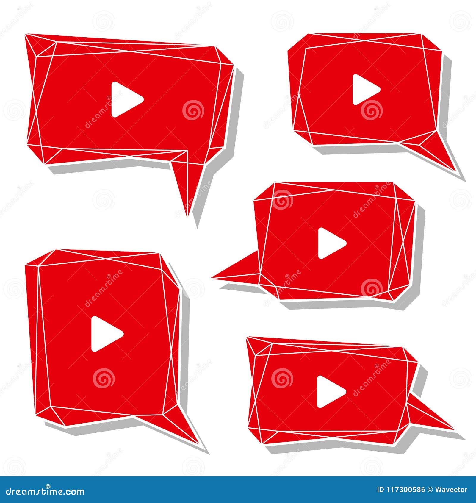 Red Video Play Balloon Low Poly Button Bubble Stock Vector ...