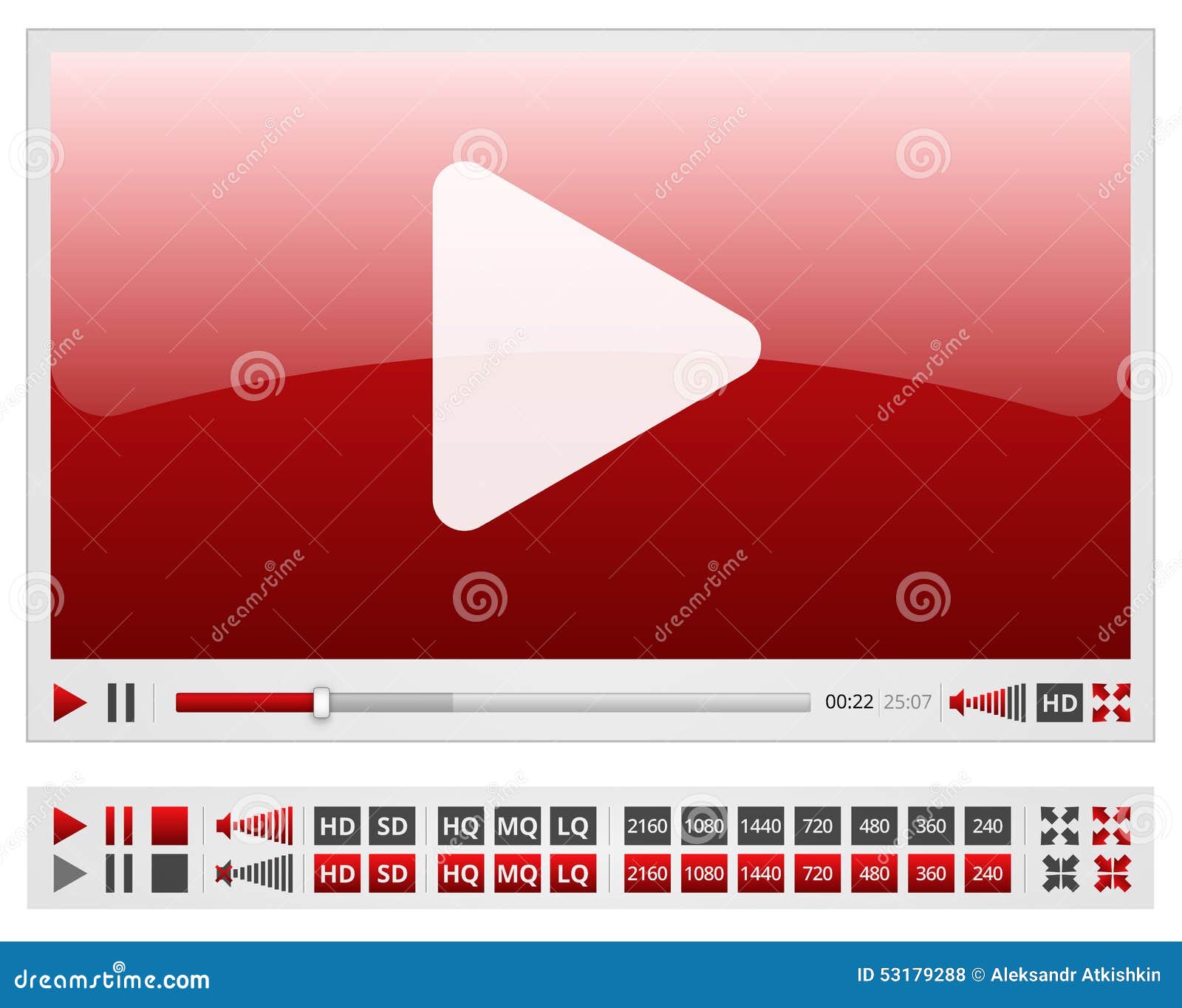 Red videoplayer stock vector. Illustration of sound, open - 53179288