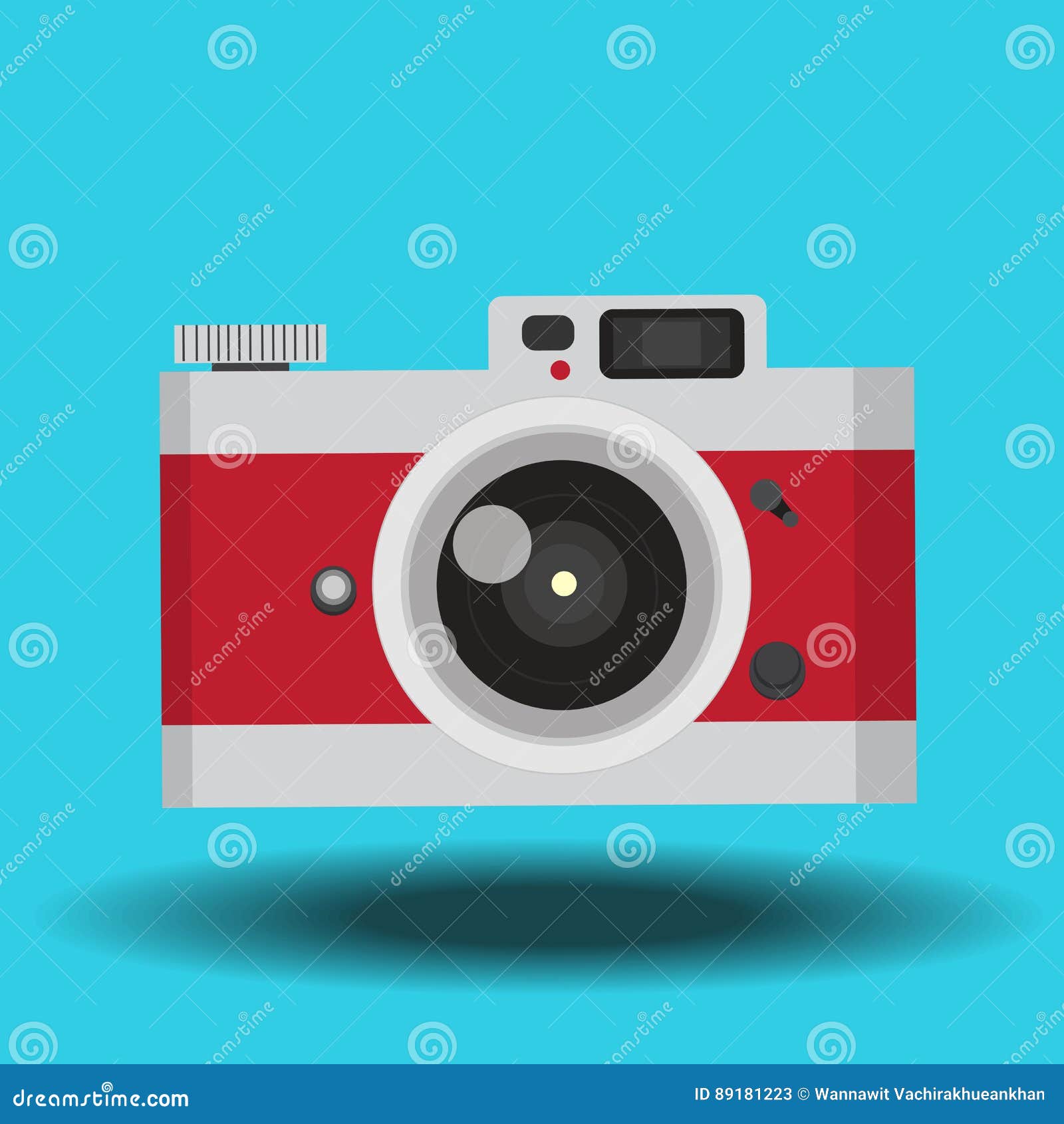 Red vintage camera stock vector. Illustration of icon - 89181223