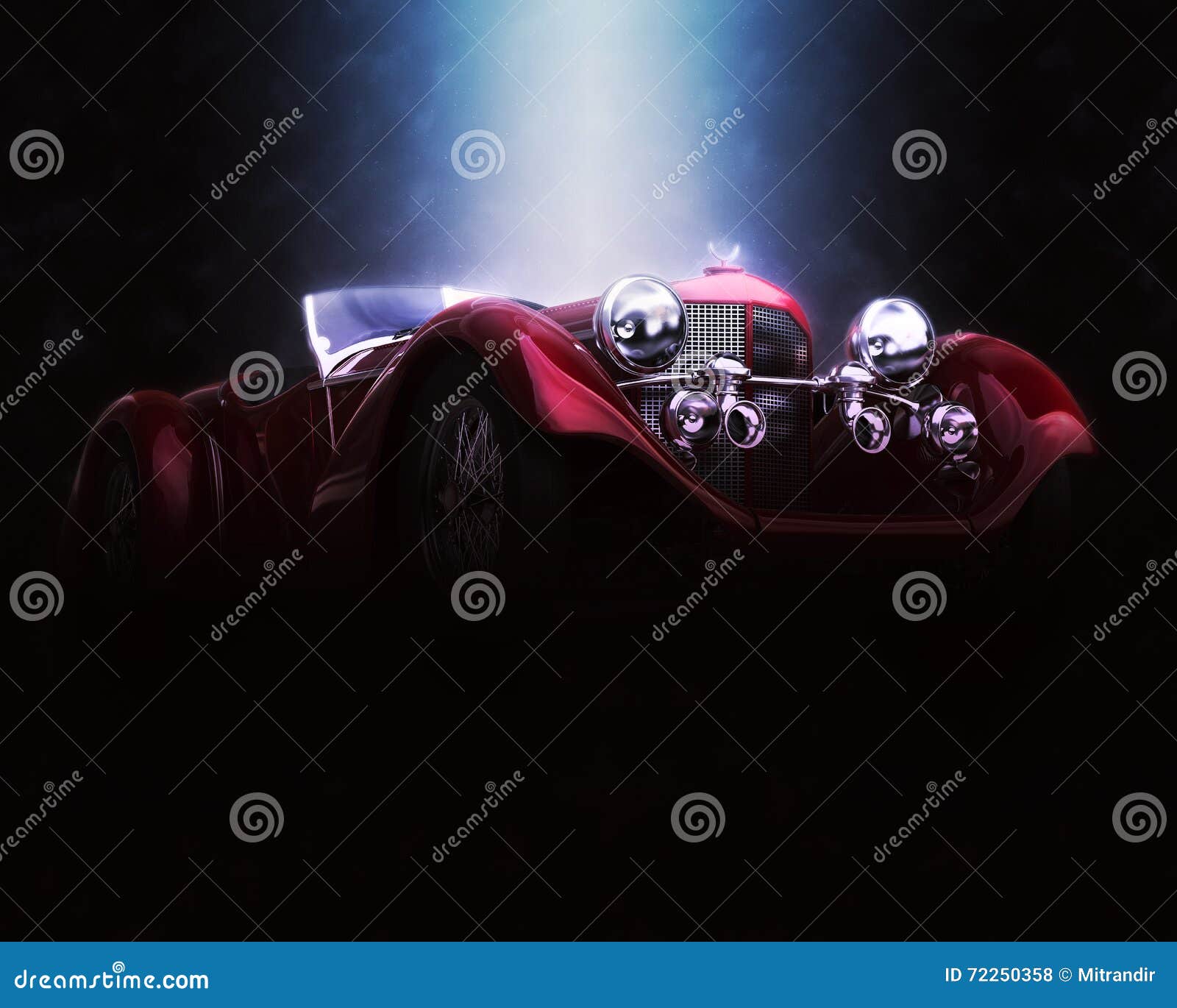 Red Vintage Car - Epic Lighting Stock Illustration - Illustration of ...