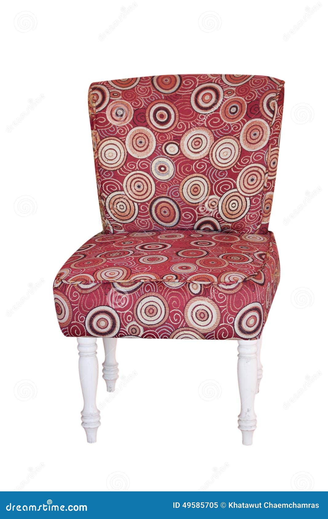 Red Vintage Fabric Chair Isolated Stock Image - Image of isolate ...