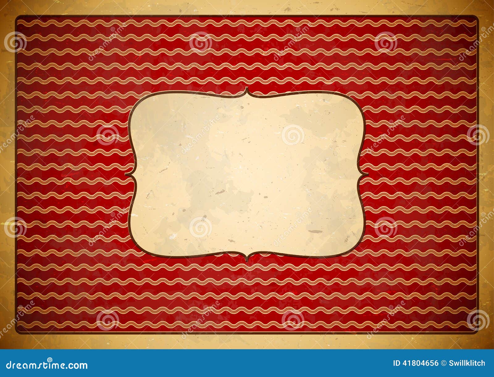 Red Vintage Frame with Wave Pattern Stock Vector - Illustration of ...