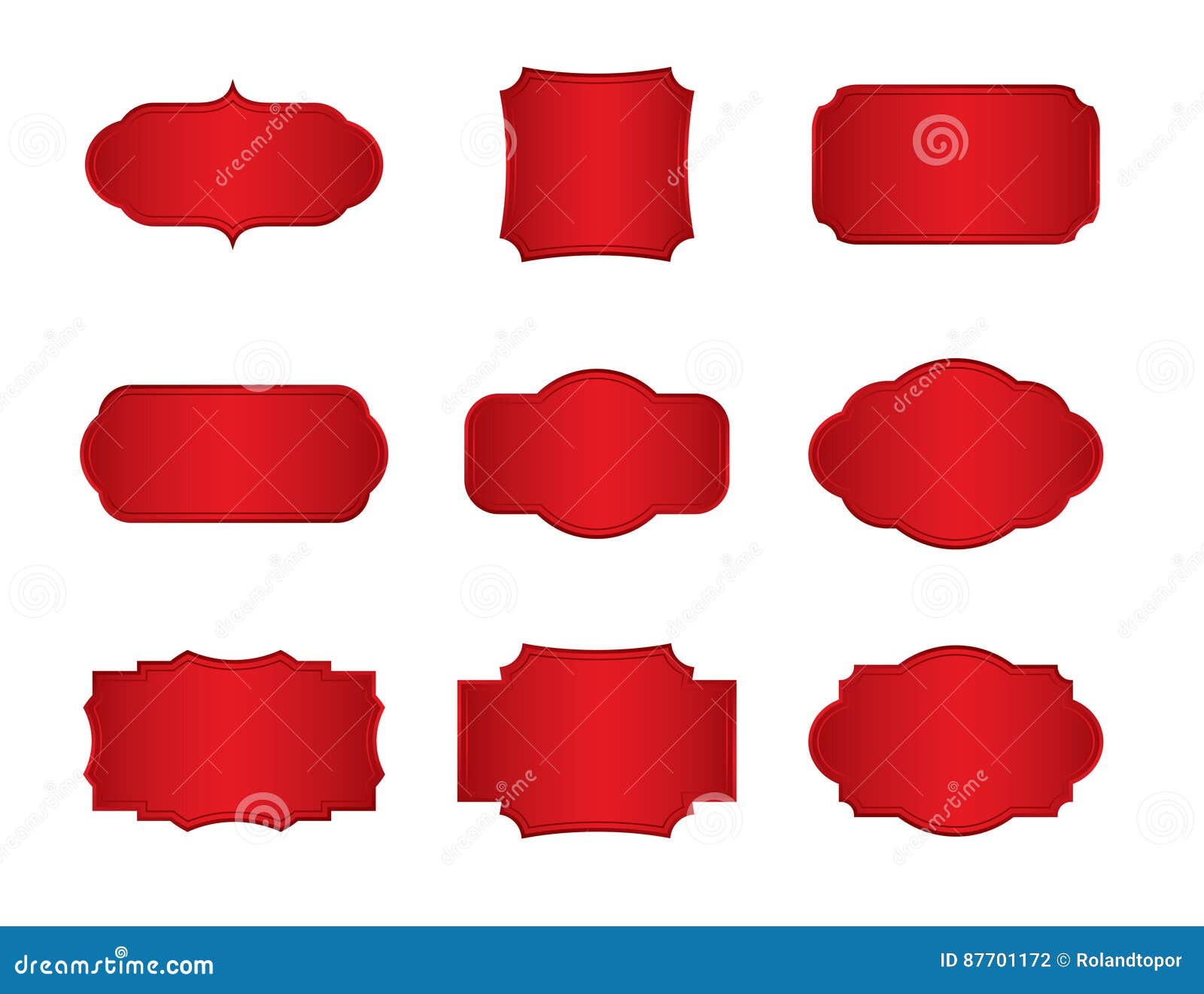Red Vintage Frames. Set Isolated Elements. Stock Illustration ...