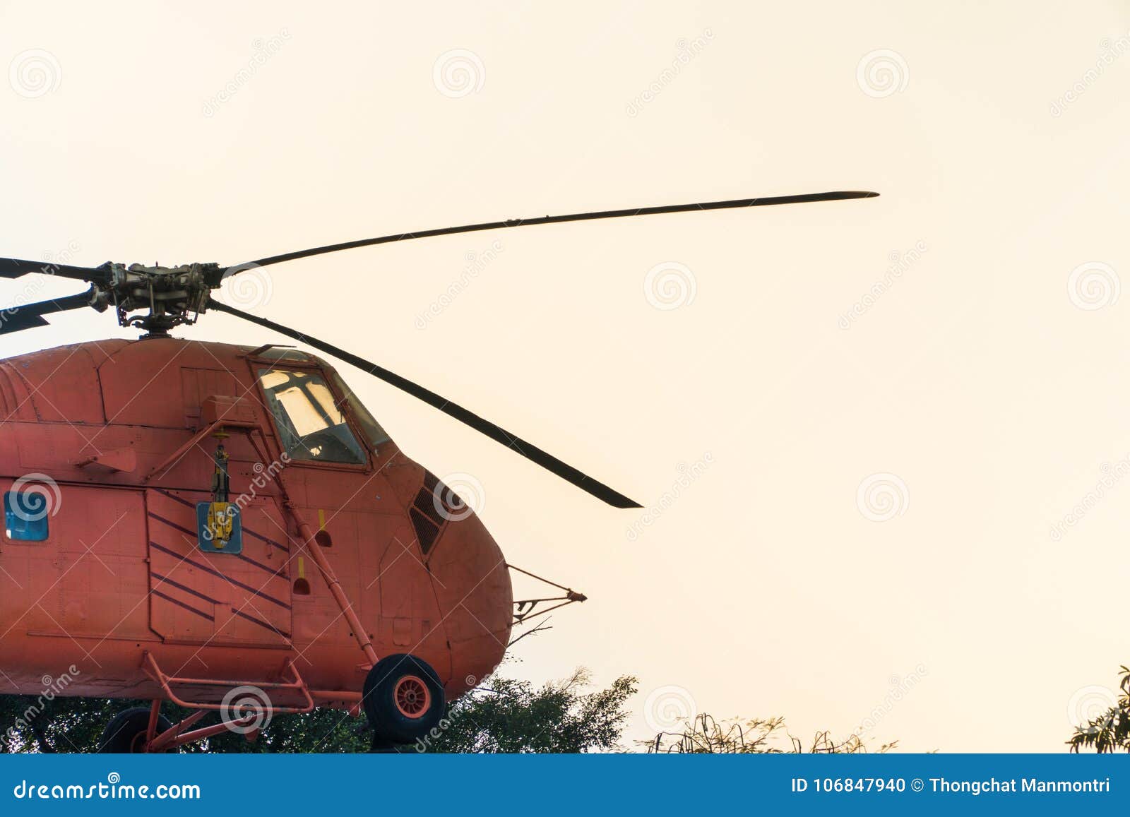 Red vintage helicopter stock photo. Image of region - 106847940