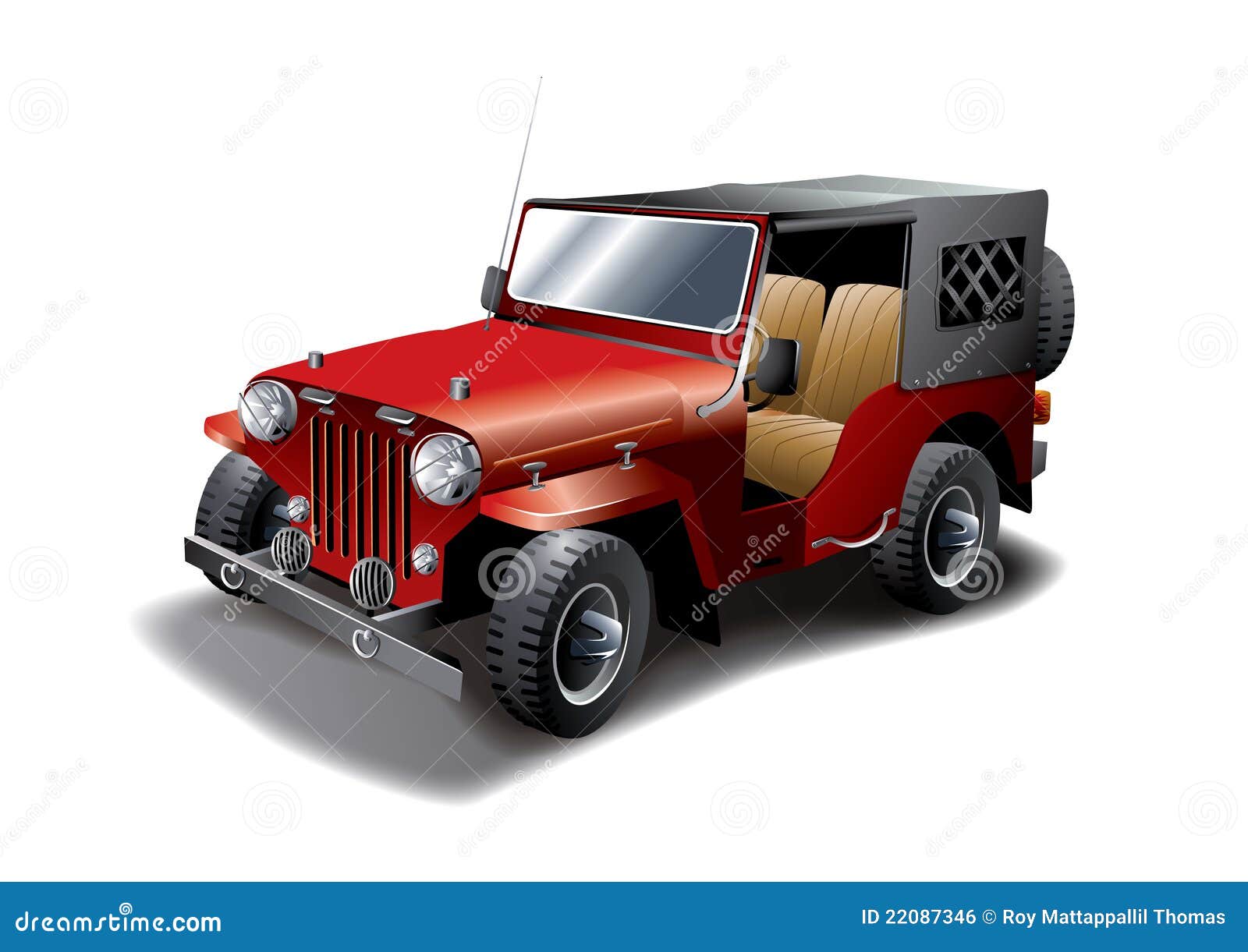Red Vintage Jeep Illustration Stock Illustration - Illustration of ...