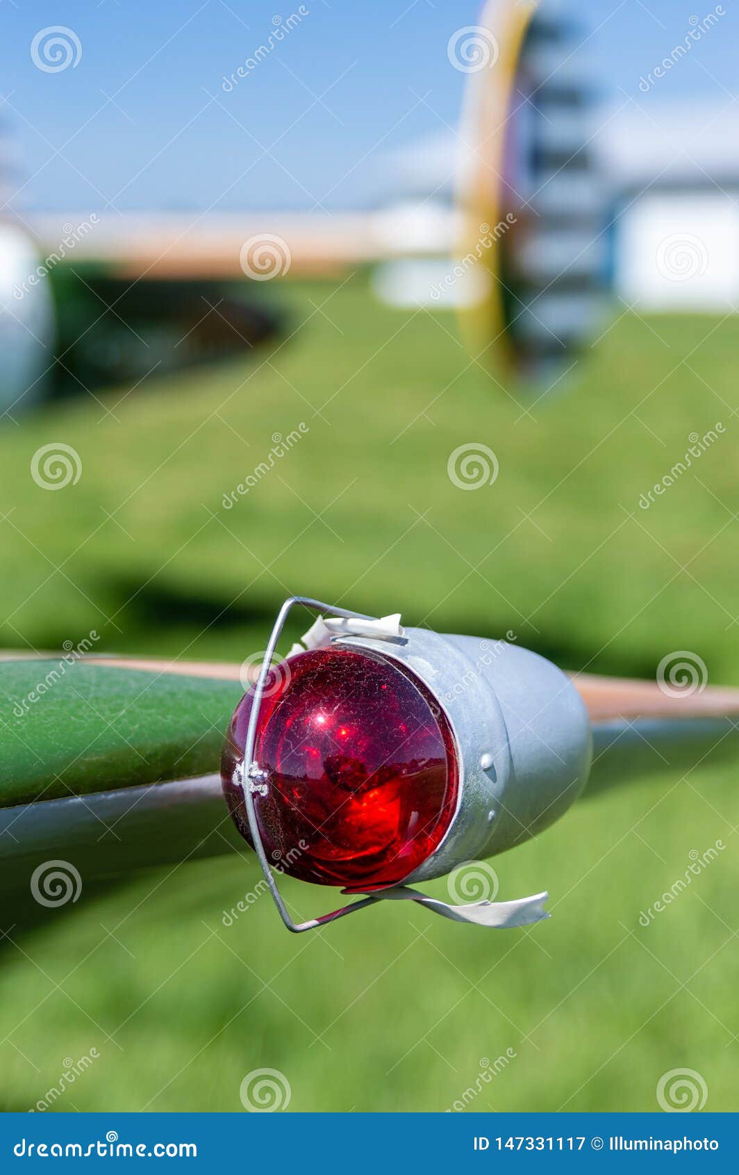 Red Vintage Left Side Aviation Navigation Light on Wing Tip. Stock ...