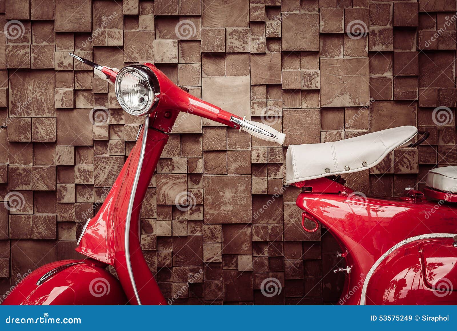 Red vintage motorcycle stock image. Image of garage, cafe - 53575249